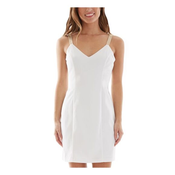 BCX | Dresses | Nwt Bcx Womens White Rhinestonestraps Sleeveless Short ...